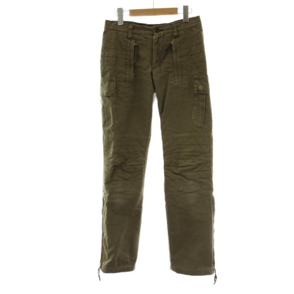 マックスフリッツファム max fritz femme カーゴパンツ 40 カーキ 長丈 キルティングステッチ バイク バイカー MFPL-1314 /PP ■GY47【表記サイズ】40【実寸サイズ】ウエスト：約72cm　もも幅：約24cm...