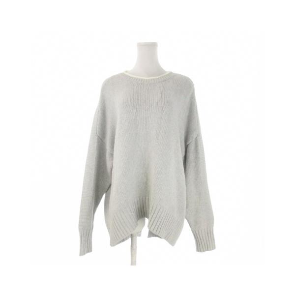 E by ?clat ニット セーター 40 グレー 長袖 ラウンドネック 切替 /CK34 ■GY99 レディース【表記サイズ】40【実寸サイズ】身幅：63cm　着丈：73cm　ゆき丈：80cm　　【素材】コットン　ポリエステル【色】グレ...