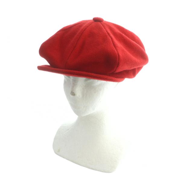 CAPAS キャスケット 帽子 キャップ ロゴ M 赤 レッド ■GY99 /MQ レディース【表記サイズ】M【実寸サイズ】つば：約4cm　頭周り：約60cm　　【素材】毛【色】赤 レッド【状態】内側に色褪せ、毛羽立ちがございますが、その他...