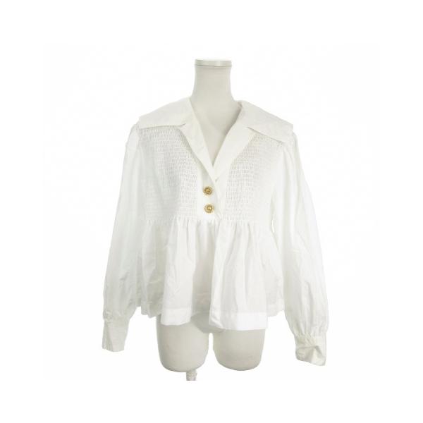 クローディピエルロ CLAUDIE PIERLOT シャツ ブラウス 38 白 ホワイト 長袖 セーラーカラー 金ボタン シャーリングゴム /MN5 ■GY99【ブランド】クローディピエルロ CLAUDIE PIERLOT【表記サイズ】38...