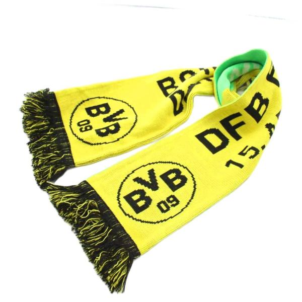 ボルシア ドルトムント Borussia Dortmund マフラー ストール ニット サッカー フリンジ 総柄 黄色 イエロー 緑 グリーン /XZ ■GY99【実寸サイズ】全長（フリンジ含まず）：133cm　幅：17cm　　【素材】アク...