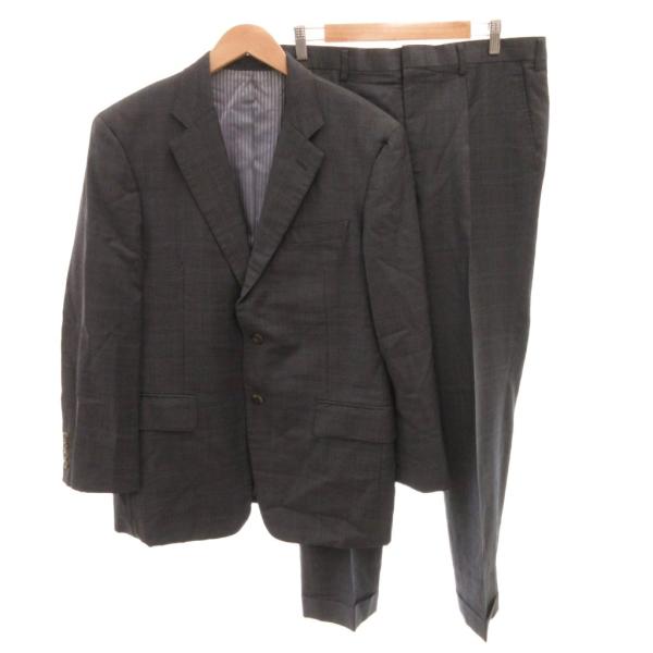 PARTENZA スーツ セットアップ シングル ジャケット パンツ チェック AB9 グレー /FF ■GY06 メンズ【表記サイズ】AB9【実寸サイズ】ジャケット 肩幅：45cm　ジャケット 身幅：55cm　ジャケット 袖丈：57cm　...