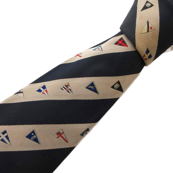 ルイヴィトン LOUIS VUITTON LV CUP ネクタイ レギュラータイ 国旗柄 レジメンタルストライプ シルク 紺 ネイビー /FF メンズ【ブランド】ルイヴィトン LOUIS VUITTON【実寸サイズ】大剣9cm　全長146c...