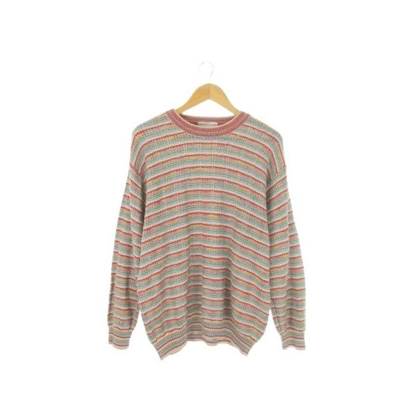 ファンタジー ディ セッティンヴレ Fantasie di Settembre ニット セーター 長袖 デザイン編み ボーダー 50 赤 レッド /CK17 ■GY99【表記サイズ】50【実寸サイズ】肩幅：52cm　身幅：55cm　袖丈：5...