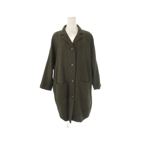 ツムグ TUMUGU チェスターコート コクーンシルエット ウール F 緑 カーキ /CK28 ■GY99 レディース【ブランド】ツムグ TUMUGU【表記サイズ】F【実寸サイズ】身幅：66cm　着丈：85.5cm　ゆき丈：73cm　　【素...