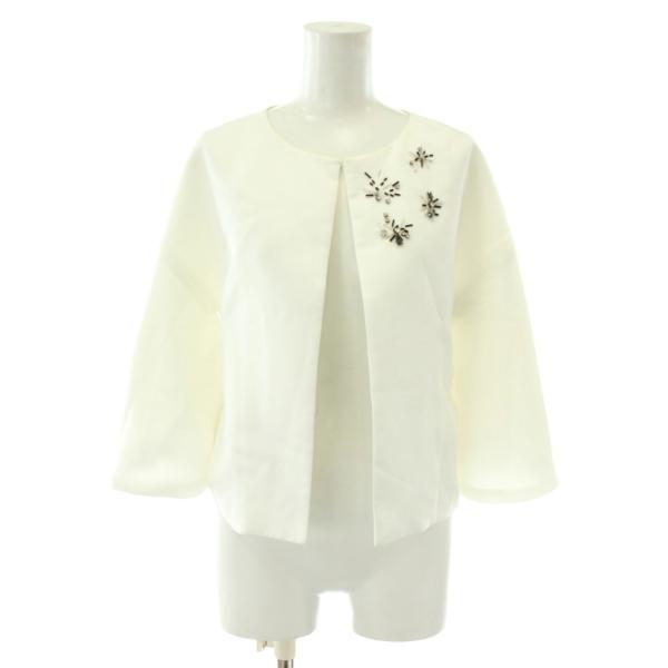 アレッサンドロデラクア ALESSANDRO DELL'ACQUA カーディガン ケープ ノーカラー ビジュー 44 白 ホワイト /XZ ■GY99 レディース【ブランド】アレッサンドロデラクア ALESSANDRO DELL'ACQUA...