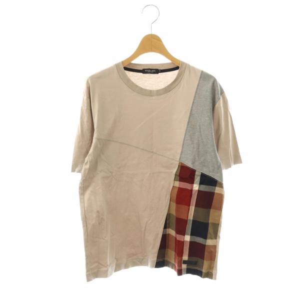 ブラックレーベルクレストブリッジ BLACK LABEL CRESTBRIDGE チェックパッチワークTシャツ 半袖 M ベージュ /MY ■OS ■GY35 メンズ【ブランド】ブラックレーベルクレストブリッジ BLACK LABEL CR...