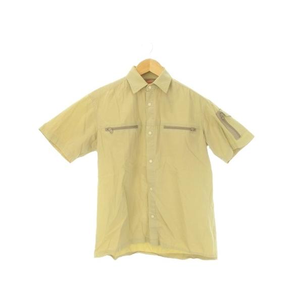 ステューシー STUSSY シャツ ジャケット S ベージュ 半袖 ジッパーポケット レギュラーカラー /CK5 ■GY99 メンズ【ブランド】ステューシー STUSSY【表記サイズ】S【実寸サイズ】肩幅：46cm　身幅：58cm　着丈：7...