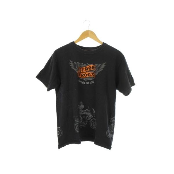 セニョール フロッグス Se?or Frog's Tシャツ S 黒 ブラック ロゴプリント イラストプリント 半袖 /CK24 ■GY99 メンズ【表記サイズ】S【実寸サイズ】肩幅：45cm　身幅：49.5cm　着丈：65cm　袖丈：20....