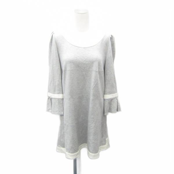 トゥービーシック TO BE CHIC ワンピース ひざ丈 長袖 ラウンドネック 無地 44 大きいサイズ グレー /SY17 ■GY99 レディース【ブランド】トゥービーシック TO BE CHIC【表記サイズ】44【実寸サイズ】肩幅：3...