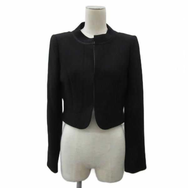 CREA by SOIR PERLE フォーマル ノーカラージャケット 9 黒 ブラック ラウンドネック ショート丈 /YS13 ■GY99 レディース【表記サイズ】9【実寸サイズ】肩幅：35cm　身幅：44cm　着丈：40cm　袖丈：60...