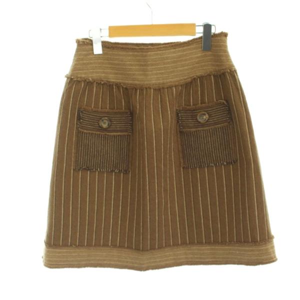 モスキーノチープアンドシック MOSCHINO CHEAP AND CHIC スカート USA6 茶色 ブラウン ストライプ柄 ひざ丈 フリンジ加工 /AG ■OS【ブランド】モスキーノチープアンドシック MOSCHINO CHEAP AN...