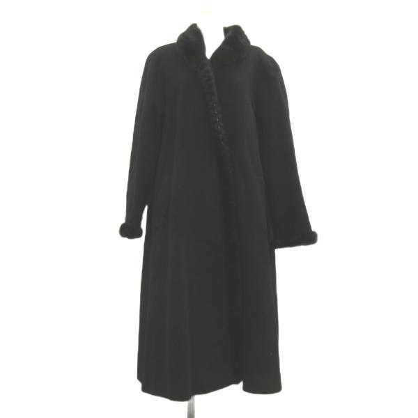 BY-TOKYO LEANNE バイトーキョーレアンヌ コート ミンク ウール F 黒 ブラック 長袖 ロング丈 ファー装飾 /MD ■GY99 レディース【表記サイズ】F【実寸サイズ】肩幅：37cm　身幅：55cm　着丈：106cm　袖丈...