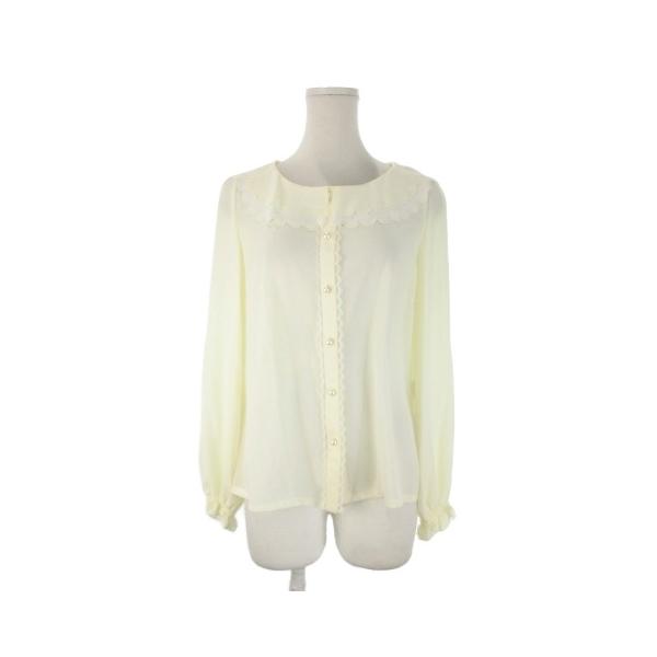 アクシーズファム axes femme POETIQUE シャツ ブラウス M 白 アイボリー スカラップレース襟 長袖 パールボタン /CK41 ■GY99【ブランド】アクシーズファム axes femme【表記サイズ】M【実寸サイズ】肩...