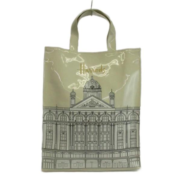 ハロッズ Harrods トートバッグ ショッパーバッグ PVC 建物デザイン ロゴ 白 ホワイト /XZ ■GY99 レディース【ブランド】ハロッズ Harrods【実寸サイズ】持ち手の長さ：31.5cm　ヨコ：29.5cm　タテ：36c...