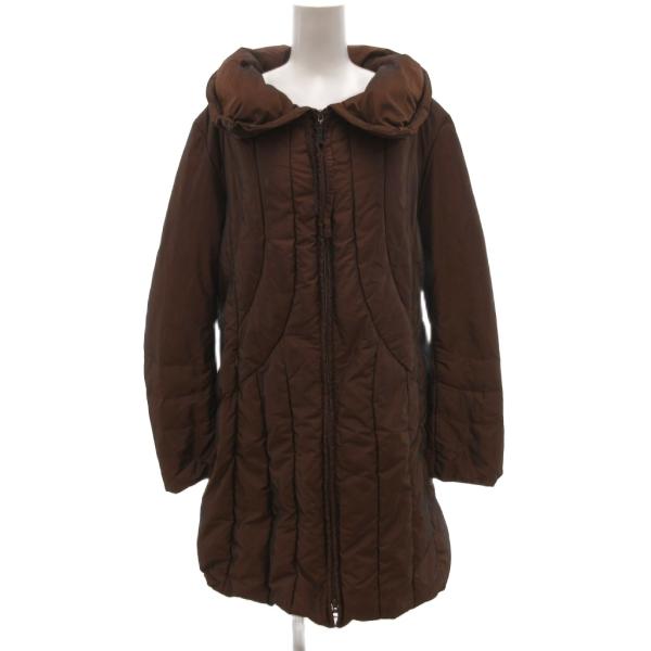 ヒロコビス HIROKO BIS 美品 ダウンコート ボリュームカラー 13AB キルティング ジップアップ 光沢茶 ブラウン /KB ■GY99 レディース【ブランド】ヒロコビス HIROKO BIS【表記サイズ】13AB【実寸サイズ】肩...