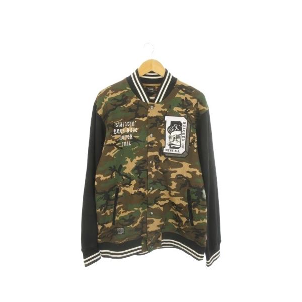 ビーワンソウル B ONE SOUL DUCK DUDE スタジャン ジャケット 上着 XL 茶 ブラウン カーキ カモフラージュ柄 長袖 パッチ /CK39 ■GY99【表記サイズ】XL【実寸サイズ】肩幅：52cm　身幅：55cm　着丈：...