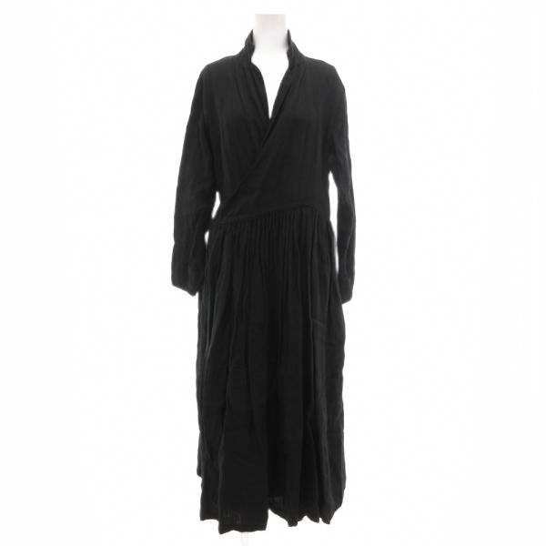 SA-RAH ラップワンピース カシュクール ロング ブラック /UO レディース【表記サイズ】サイズ表記なし(実寸サイズをご参考ください。)【実寸サイズ】肩幅：42cm　身幅：48cm　袖丈：54cm　総丈：120cm　　【素材】素材表記...