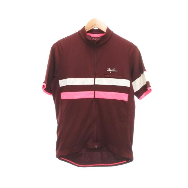 Rapha サイクルジャージ 半袖 ジップアップ L ボルドー /UO メンズ【表記サイズ】L【実寸サイズ】肩幅：40cm　身幅：49cm　袖丈：25cm　着丈：70cm　　【素材】ポリエステル ウール【色】ボルドー色【状態】・後身頃に日焼...