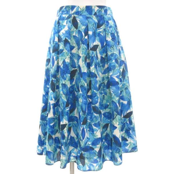 グリーンレーベルリラクシング ユナイテッドアローズ green label relaxing CR Leaf/PRT フレアスカート ひざ丈 タック 総柄 38【ブランド】グリーンレーベルリラクシング ユナイテッドアローズ green la...