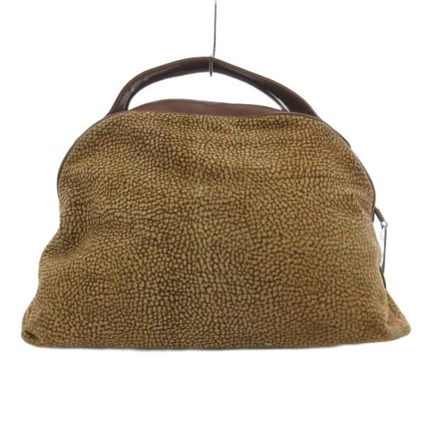 ボルボネーゼ BORBONESE 91911 ハンドバッグ うずら模様 スエード ベージュ ブラウン /UO レディース【ブランド】ボルボネーゼ BORBONESE【実寸サイズ】持ち手の長さ：20cm　ヨコ：27cm　タテ：16cm　マチ：...