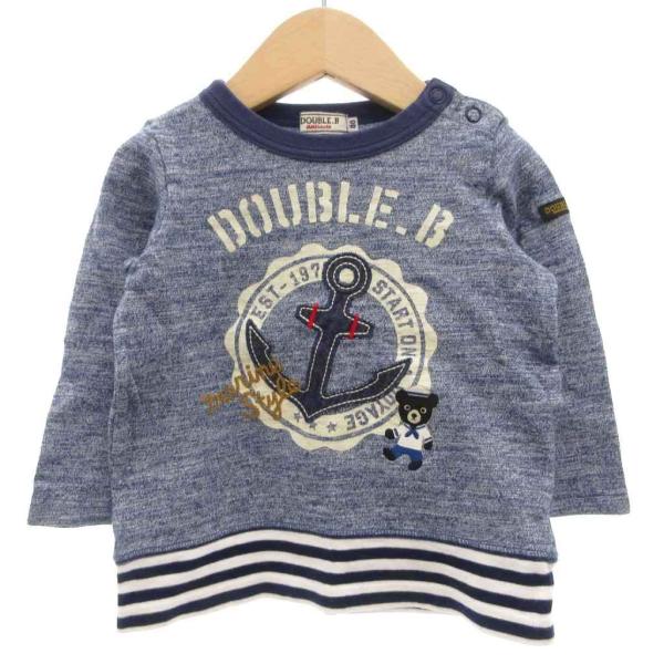 ミキハウス ダブルビー ダブルB MIKIHOUSE DOUBLE.B マリン長袖Tシャツ 80 ロンT ベア ボーダー 紺 ネイビー 白 ホワイト /GV キッズ【ブランド】ミキハウス ダブルビー ダブルB MIKIHOUSE DOUBL...