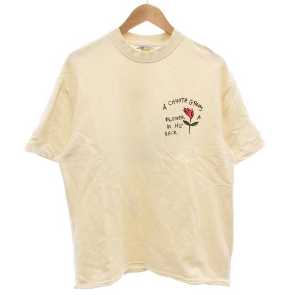 ザラ ZARA PEPO MORENO スウェットTシャツ クルーネック フラワープリント S ベージュ 4087/454/251 /GV メンズ【ブランド】ザラ ZARA【表記サイズ】S【実寸サイズ】肩幅：53cm　身幅：54cm　着丈：...