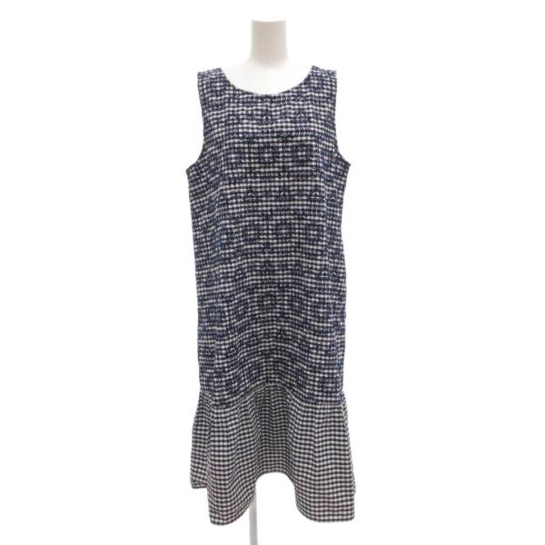 ザラ ベーシック ZARA BASIC Collection ワンピース M ノースリーブ 刺繍 ギンガムチェック マキシ ロング 紺 ネイビー /AE レディース【ブランド】ザラ ベーシック ZARA BASIC【表記サイズ】M【実寸サイ...