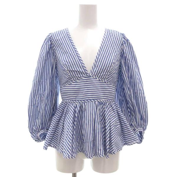 スタウド STAUD ブラウス カットソー 長袖 2 ストライプ 青 ブルー 白 ホワイト /GV レディース【表記サイズ】2【実寸サイズ】肩幅：31cm　身幅：40cm　着丈：57cm　袖丈：50cm　　【素材】コットン【色】青 ブルー ...