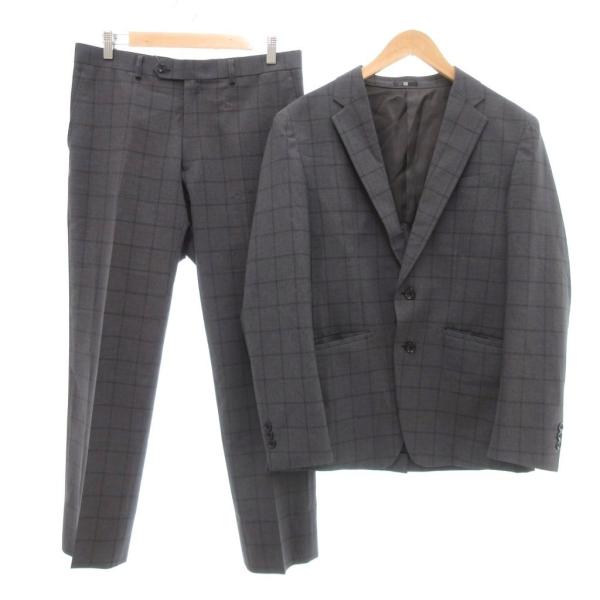 スーツセレクト SUIT SELECT 4S セットアップ スーツ テーラードジャケット スラックス チェック柄 A6 グレー /UO メンズ【ブランド】スーツセレクト SUIT SELECT【表記サイズ】A6【実寸サイズ】ジャケット 肩幅...