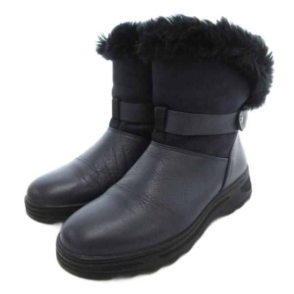 ペリウィンクル periwinkle comfort ショートブーツ 23cm フェイクファー 紺 ネイビー /AE レディース【表記サイズ】23cm【実寸サイズ】筒周り：35cm　筒高：14cm　ヒールの高さ：3cm　足首：38cm　　【...