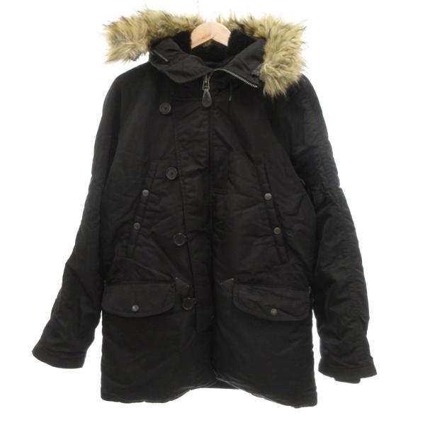 アヴィレックス AVIREX N-3B COMMERCIAL コマーシャル フライトジャケット ミリタリー 中綿 ナイロン フェイクファー付き L 黒【ブランド】アヴィレックス AVIREX【表記サイズ】L【実寸サイズ】身幅：58cm　着丈...