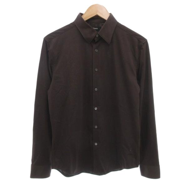 セオリー Theory 23AW Structure Knit Sylvain ND シャツ S 茶 ブラウン レギュラーカラー 長袖 /FF メンズ【ブランド】セオリー Theory【表記サイズ】S【実寸サイズ】肩幅：42cm　身幅：47...