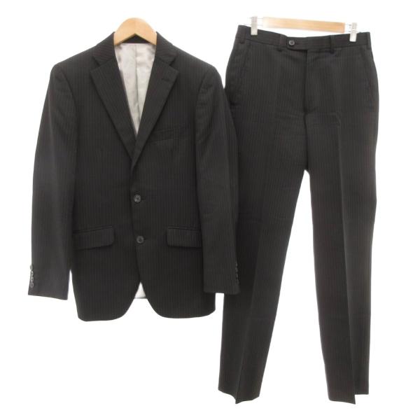 オーダースーツ SADA セットアップ テーラードジャケット パンツ 総裏地 シングル ストライプ 紺 ネイビー 秋冬 /AE メンズ【表記サイズ】サイズ表記なし（実寸サイズを参考にご検討ください。）【実寸サイズ】ジャケット 肩幅：40cm...
