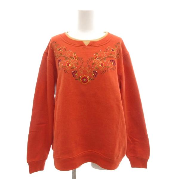 シェナニガンズ Shenanigans トレーナー スウェット M 刺繍 裏起毛 オレンジ /AE レディース【表記サイズ】M【実寸サイズ】肩幅：46cm　身幅：59cm　袖丈：57cm　着丈：56cm　　【素材】コットン ポリエステル【色...