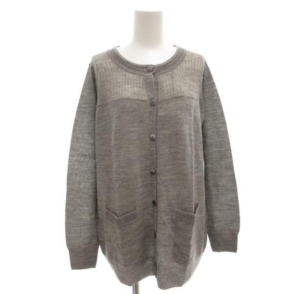 未使用品 グリーンノート gree*n[nout] タグ付き カーディガン ニット 長袖 薄手 ウール 大きいサイズ 15 グレー /GV レディース【表記サイズ】15【実寸サイズ】肩幅：35cm　身幅：51cm　袖丈：71cm　着丈：57...