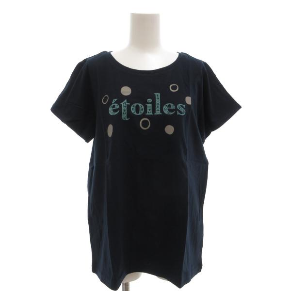 未使用品 グリーンノート gree*n[nout]  タグ付き Tシャツ カットソー 半袖 プリント 大きいサイズ 15 紺 ネイビー /GV レディース【表記サイズ】15【実寸サイズ】肩幅：36cm　身幅：48cm　着丈：61cm　袖丈：...