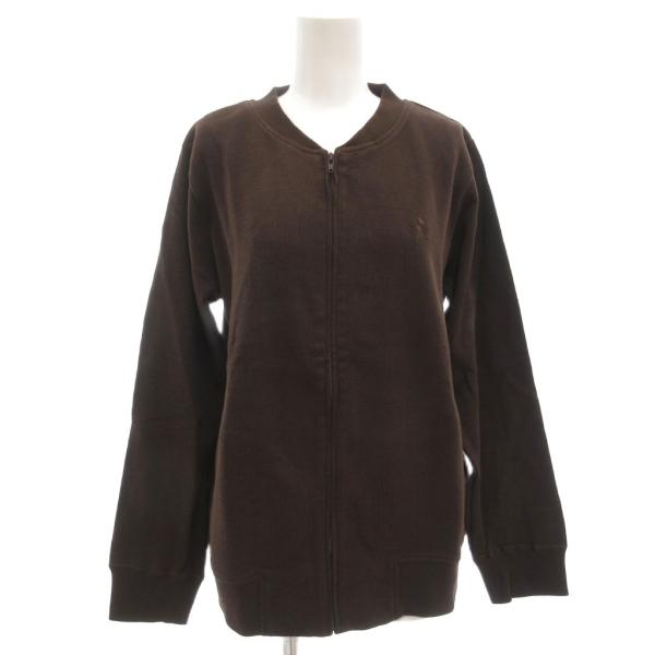 グリーンノート gree*n[nout] タグ付き ニットジャケット ブルゾン ジップアップ クローバー刺繍 大きいサイズ 15 茶 ブラウン /GV【表記サイズ】15【実寸サイズ】肩幅：38cm　身幅：51cm　袖丈：61cm　着丈：58...