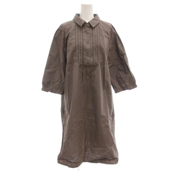 グリーンノート gree*n[nout] ワンピース 七分袖 ピンタック ロング レース 大きいサイズ 15 茶 ブラウン /GV レディース【表記サイズ】15【実寸サイズ】肩幅：40cm　身幅：53cm　袖丈：41cm　総丈：99cm　　...