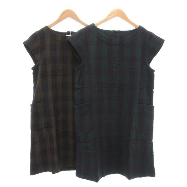 未使用品 homeworking タグ付き ワンピース 2点セット まとめ キャップスリーブ チェック F グリーン ブラウン /UO レディース【表記サイズ】F【実寸サイズ】セット販売のため実寸サイズは計測しておりません。サイズ欄に記載し...