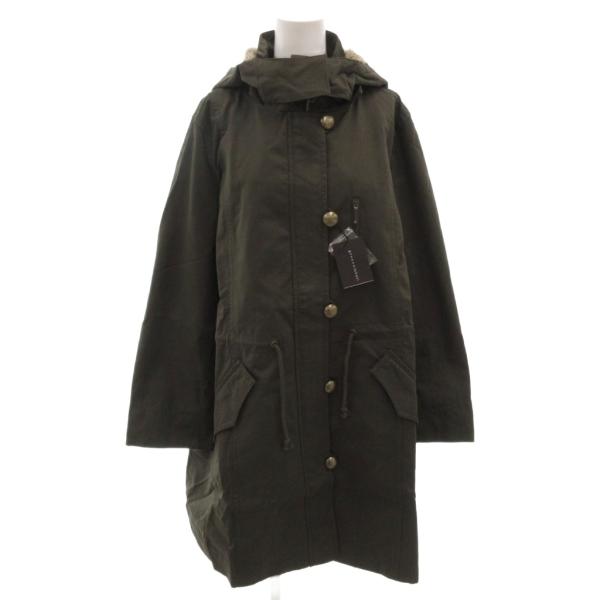 未使用品 グリーンノート gree*n[nout]  タグ付き フーデットコート 19 カーキ メタルボタン ひざ丈 大きいサイズ /FF レディース【表記サイズ】19【実寸サイズ】肩幅：38cm　身幅：51cm　袖丈：63cm　着丈：90...