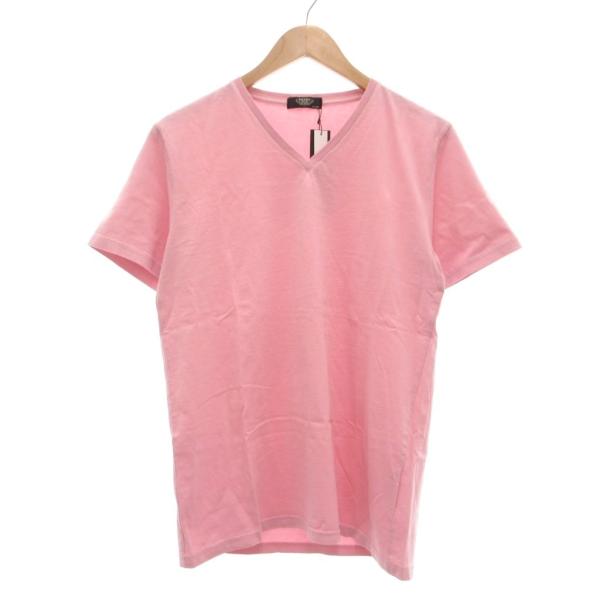 未使用品 パッゾ PAZZO タグ付き Tシャツ 46 ピンク 無地 Vネック 半袖 /UO メンズ【ブランド】パッゾ PAZZO【表記サイズ】46【実寸サイズ】肩幅：40cm　身幅：47cm　袖丈：20cm　着丈：70cm　　【素材】コッ...