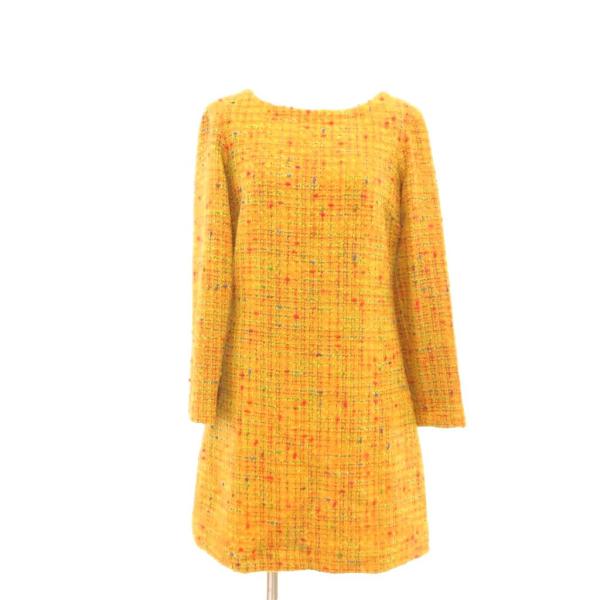 未使用品 ヴェルサーチジーンズ VERSACE JEANS COUTURE タグ付き ツイードワンピース 長袖 ひざ丈 40 イエロー /UO ☆AA★ レディース【ブランド】ヴェルサーチジーンズ VERSACE JEANS COUTURE...