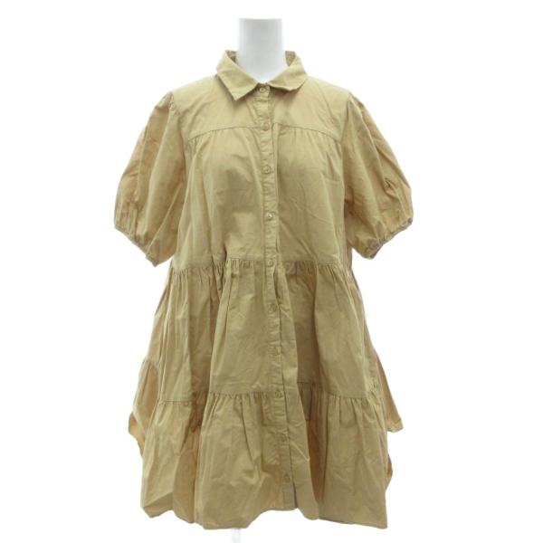 ザラ ZARA FLOUNCE DRESS チュニック シャツワンピース 半袖 ティアード ギャザー L ベージュ /GV レディース【ブランド】ザラ ZARA【表記サイズ】L【実寸サイズ】肩幅：36cm　身幅：56cm　袖丈：27cm　総...