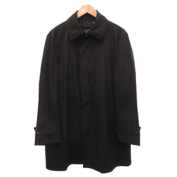 スペッツァート SPEZZATO オンワード ステンカラーコート シャドーストライプ ライナー付き L 黒 ブラック /JS メンズ【表記サイズ】L【実寸サイズ】肩幅：48cm　身幅：59cm　袖丈：63cm　着丈：88cm　　【素材】本体...