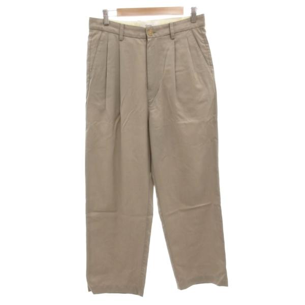 Cornier Super130's WORSTED WOOL LIGHT GABARDINE WIDE PANTS パンツ スラックス M ベージュ /FF メンズ【表記サイズ】M【実寸サイズ】ウエスト：72cm　もも幅：27cm　裾幅：...