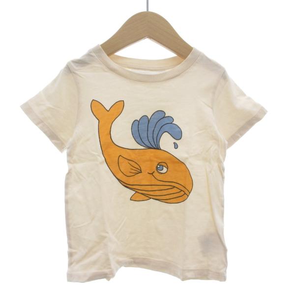 ミニロディーニ mini rodini 半袖Tシャツ カットソー 半袖 くじらプリント 98 ベージュ /GV キッズ【表記サイズ】98【実寸サイズ】肩幅：24cm　身幅：27cm　着丈：35cm　袖丈：10cm　　【素材】コットン【色】ベ...