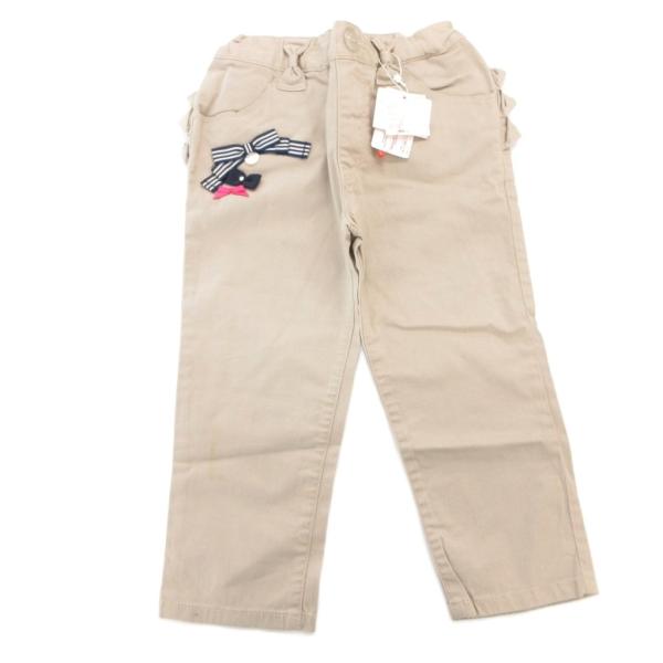 未使用品 ミキハウス mikihouse タグ付き チノパンツ フリル リボン ベージュ 110 /FF キッズ【ブランド】ミキハウス mikihouse【表記サイズ】110【実寸サイズ】ウエスト：36cm　もも幅：15cm　裾幅：10cm...