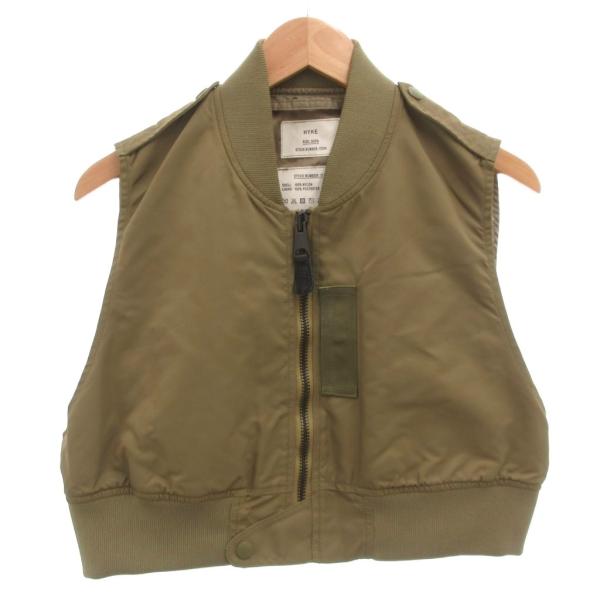ハイク HYKE TYPE L-2A CROPPED TOP ナイロンベスト ミリタリー ジップアップ カーキ OSFP 17374 /FF レディース【ブランド】ハイク HYKE【表記サイズ】OSHA【実寸サイズ】身幅：43cm　着丈：4...