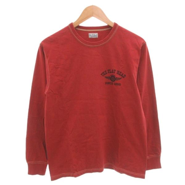 ザ フラットヘッド THE FLAT HEAD FLYING WHEEL Tシャツ ロンT 長袖 THCボディ 3本針の1本外し 40 ライトレッド 赤 /FF 【ブランド】ザ フラットヘッド THE FLAT HEAD【表記サイズ】40【...